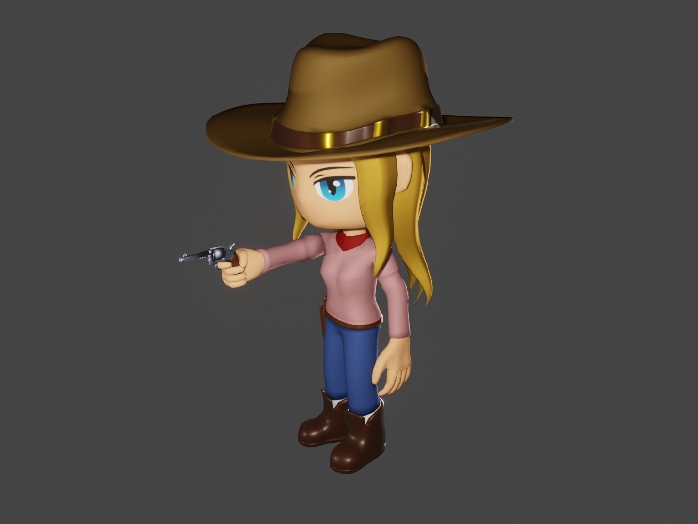 3D model animated western cowgirl - female cowboy - anime - toon VR ...