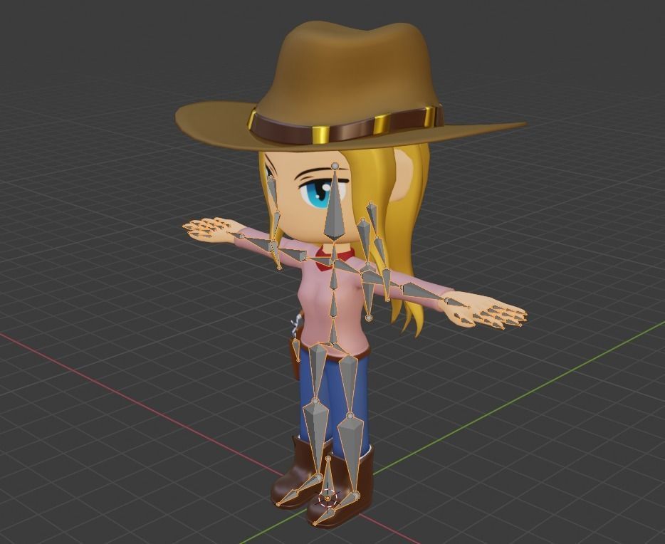 3D model animated western cowgirl - female cowboy - anime - toon VR ...