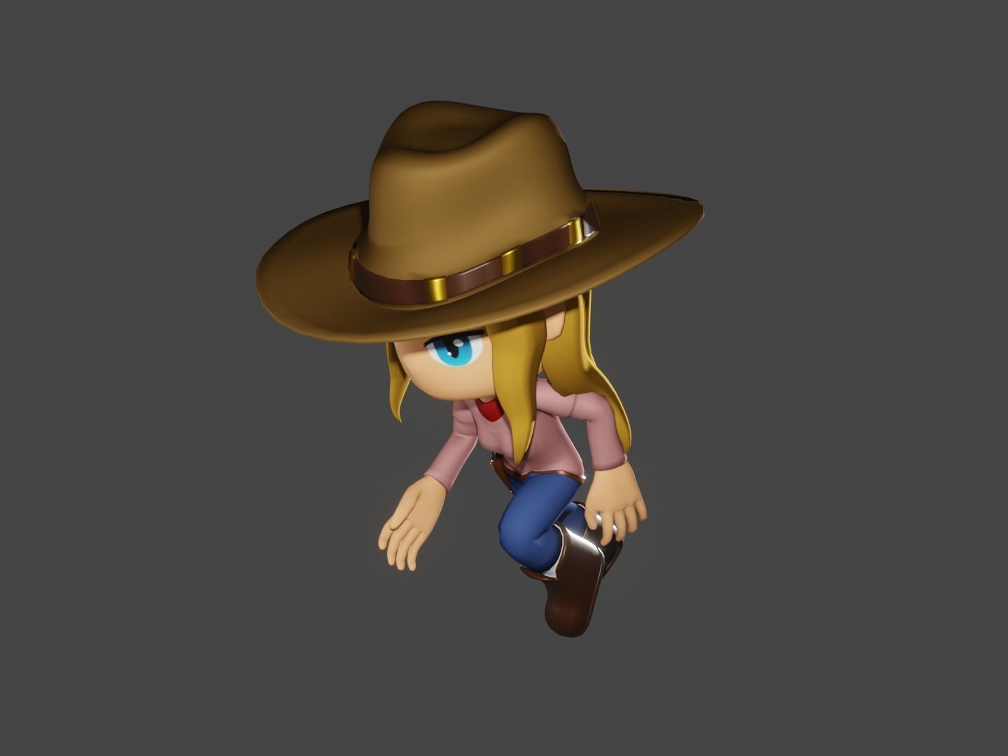 3D model animated western cowgirl - female cowboy - anime - toon VR ...