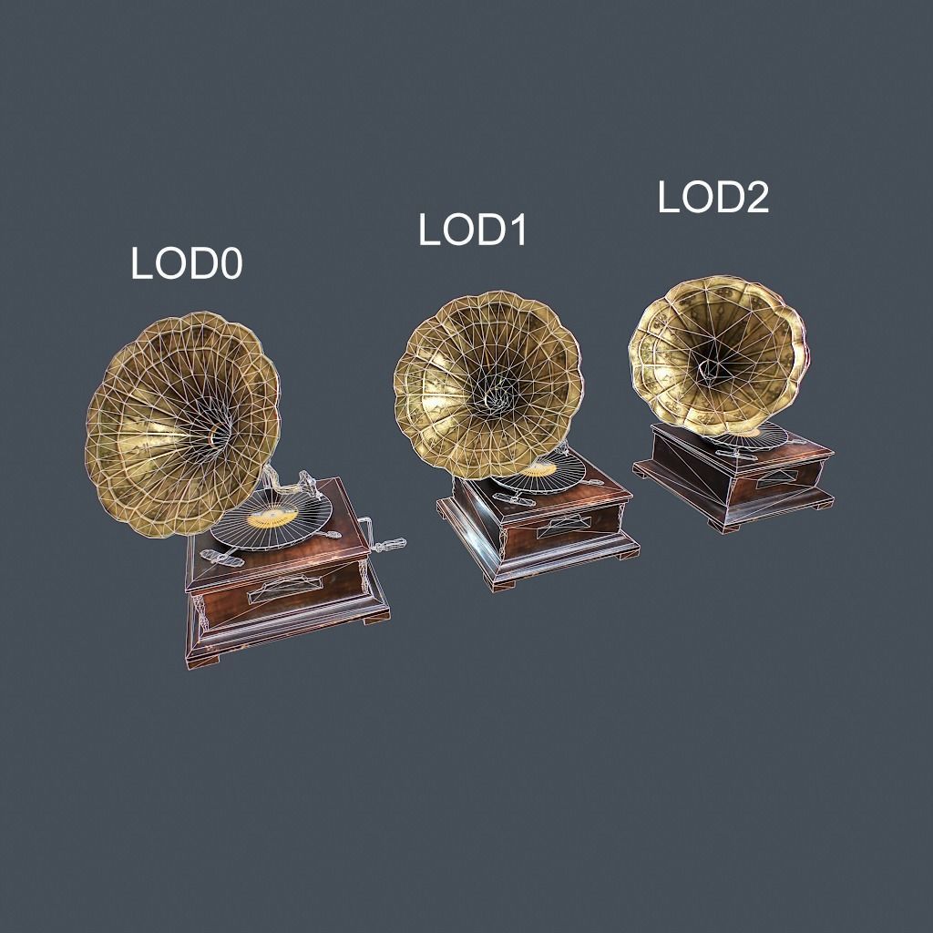 3D model Vintage Gramophone Animated VR / AR / low-poly animated | CGTrader