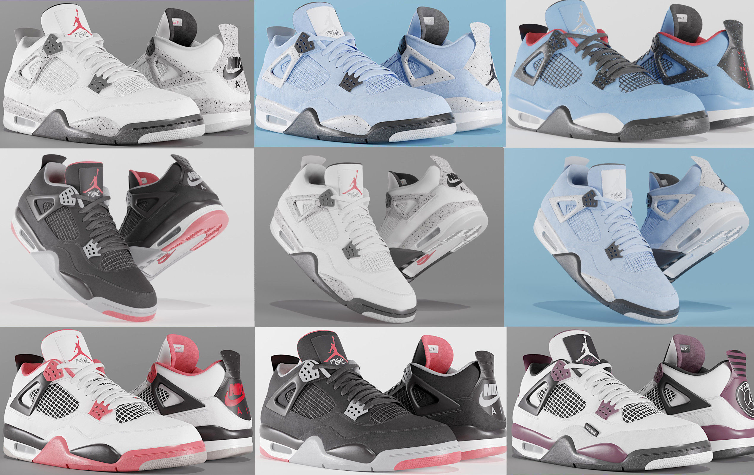 3D Model Collection Air Jordan 4 Legacy Pack VR / AR / low-poly | CGTrader