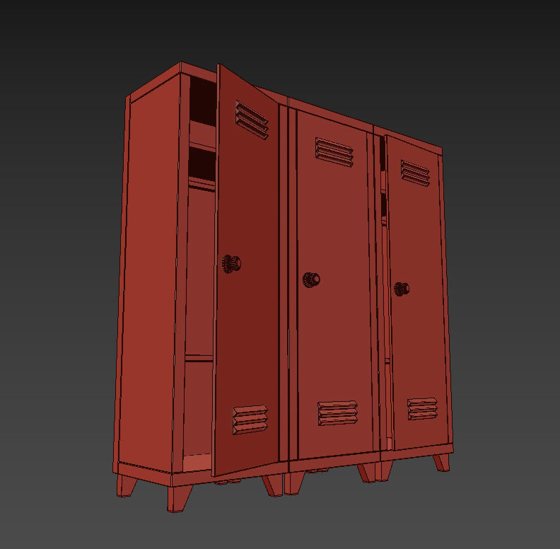 3D model Locker low poly 3d model three lockers VR / AR / low-poly ...