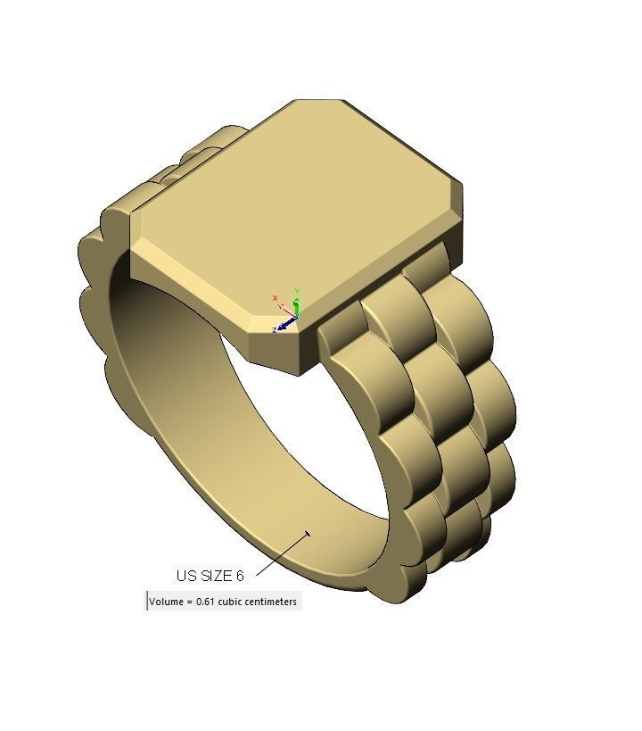 Presidentail link rectangular tag signet ring US size 6to10 3D model 3D ...