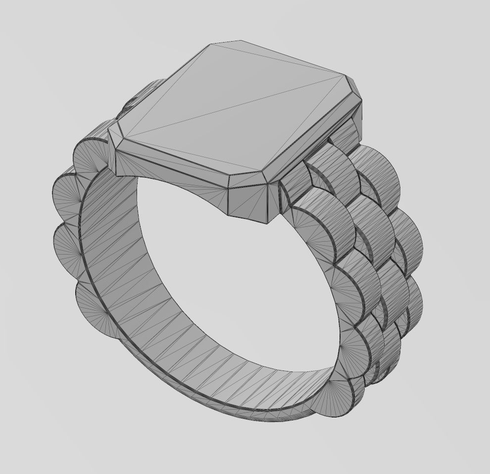 Presidentail link rectangular tag signet ring US size 6to10 3D model 3D ...