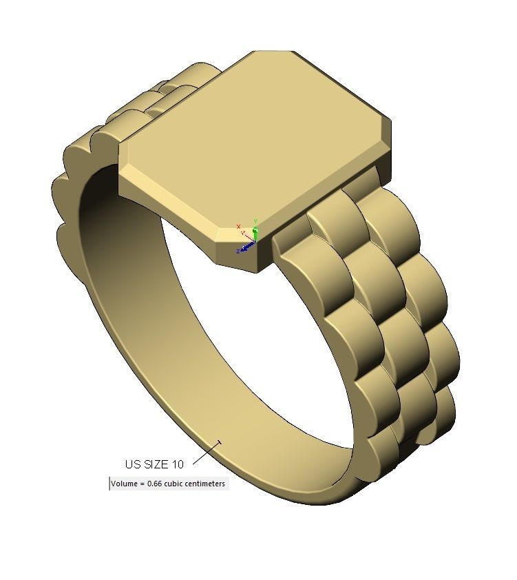 Presidentail link rectangular tag signet ring US size 6to10 3D model 3D ...