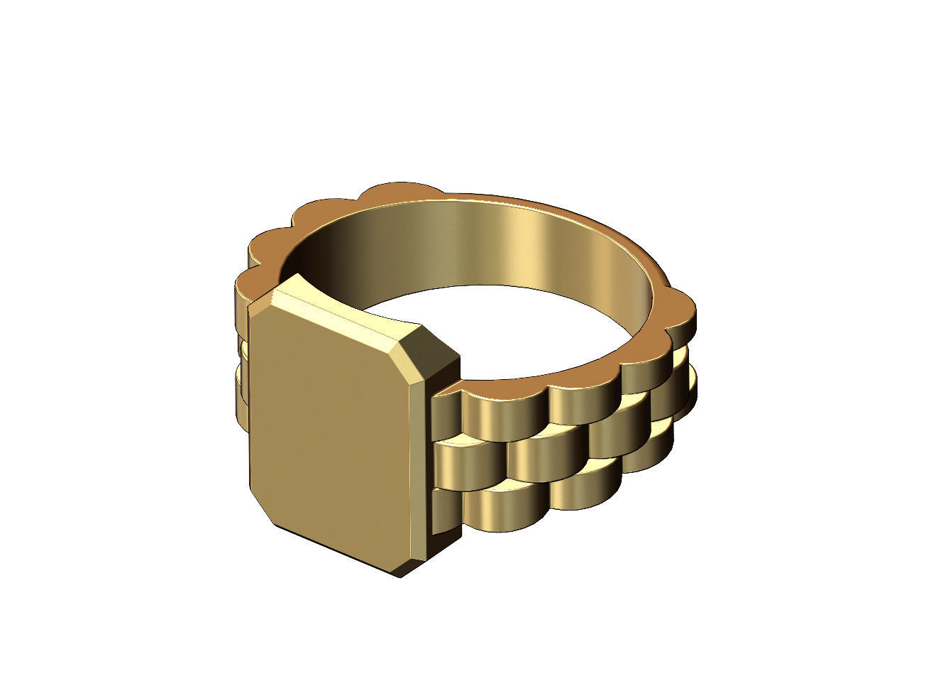 Presidentail link rectangular tag signet ring US size 6to10 3D model 3D ...