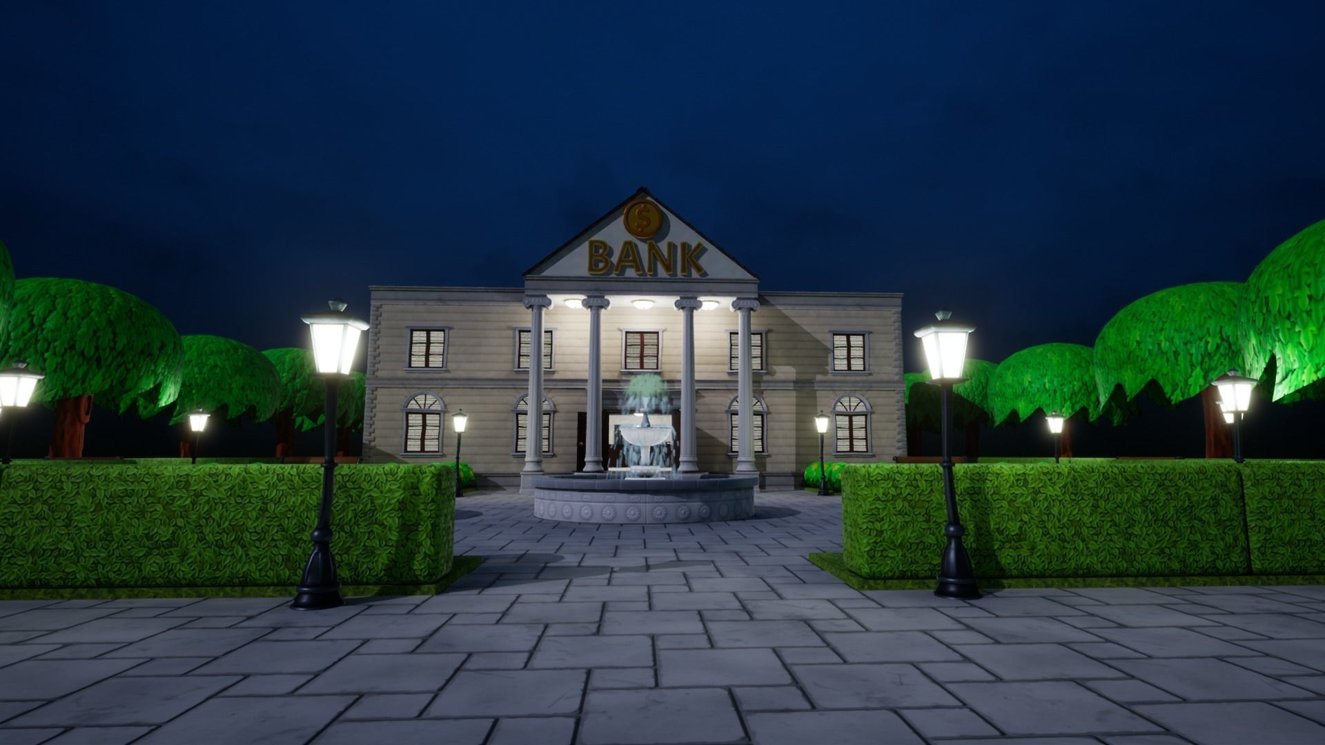 3D model Stylized Bank Exterior VR / AR / low-poly | CGTrader
