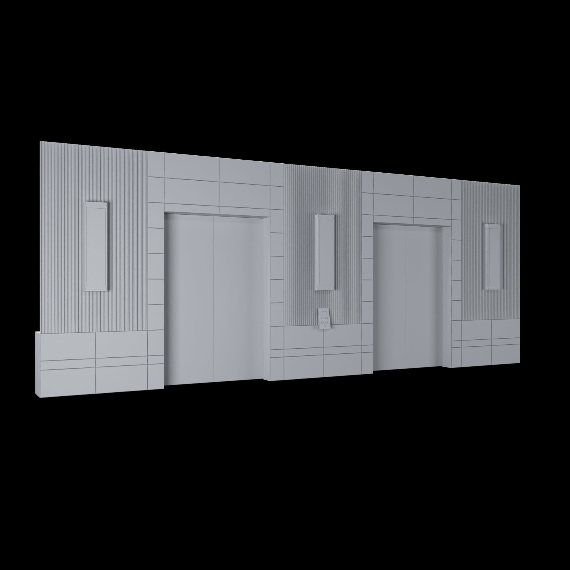Elevator three elevators with marble panels and lights 3D model | CGTrader