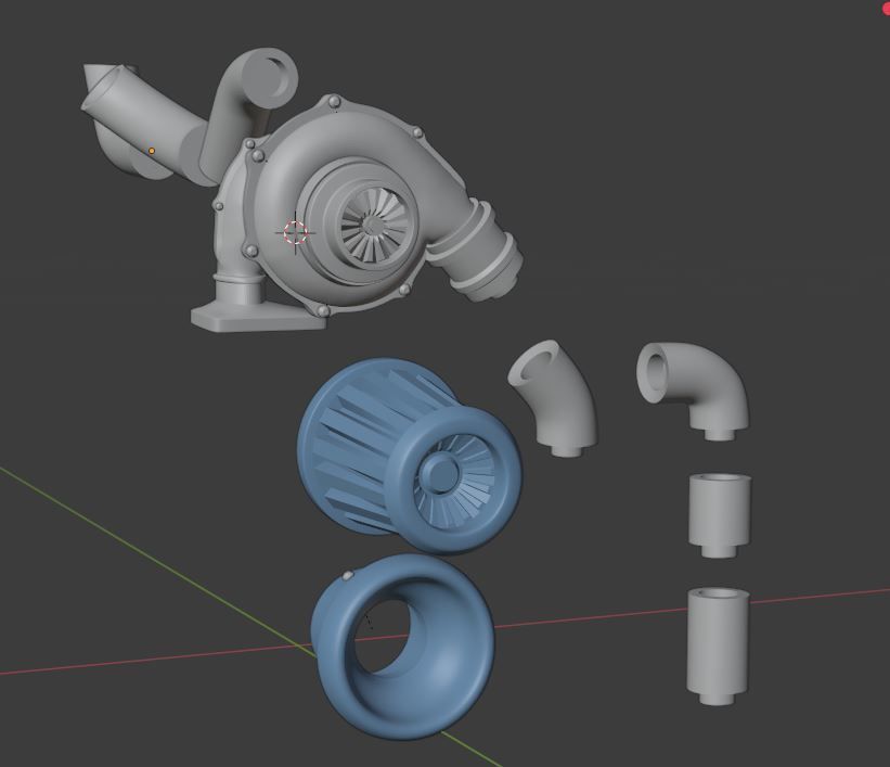 TURBOCHARGER SET WITH 3 EXHAUST TIPS 3D model 3D printable | CGTrader