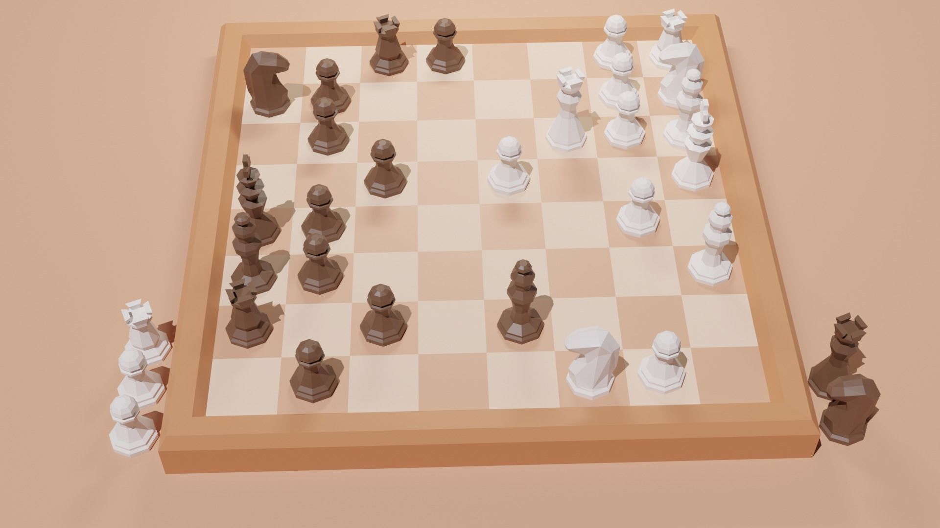3D model Low Poly Chess Set board with pieces VR / AR / low-poly | CGTrader