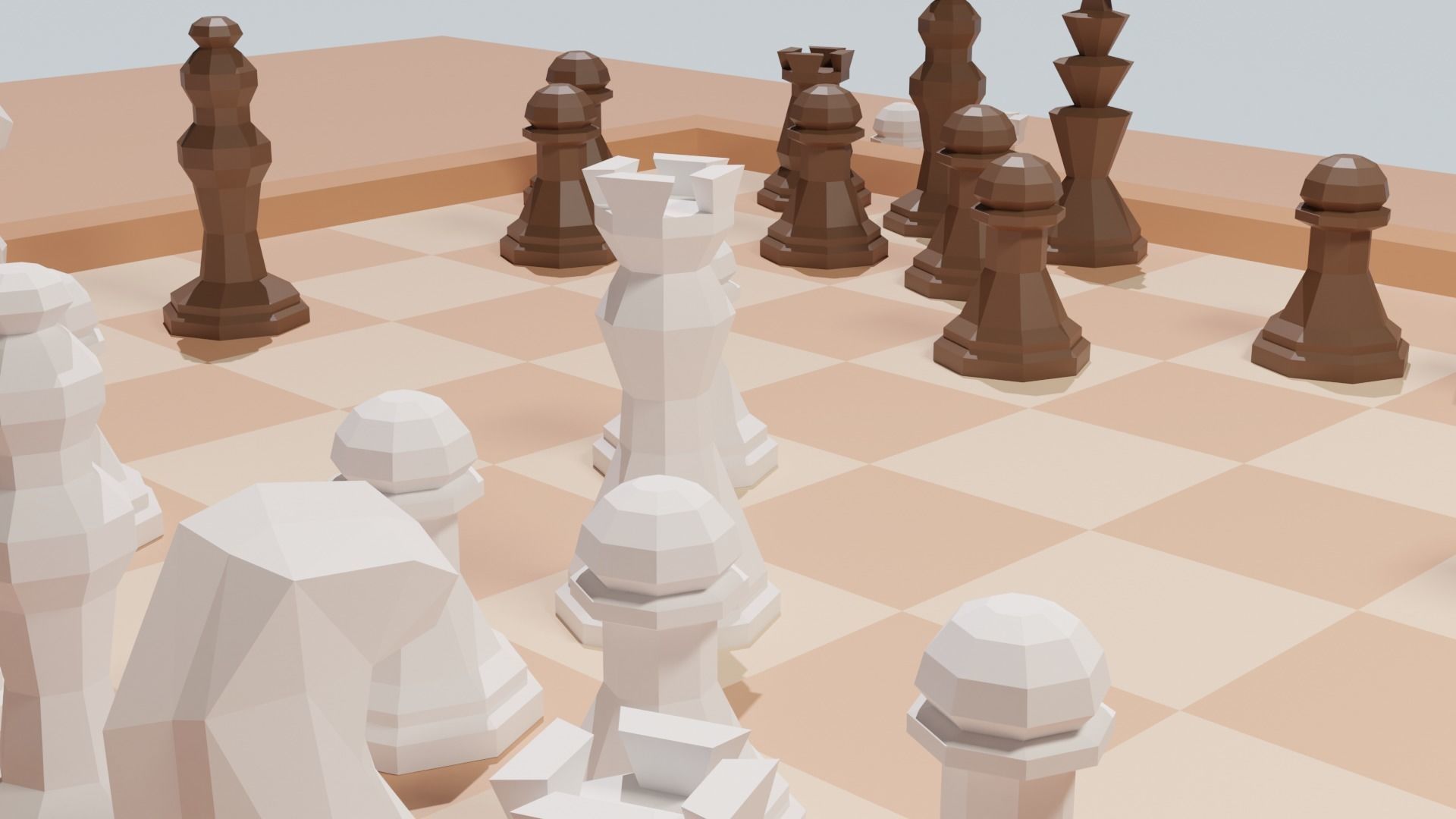 3D model Low Poly Chess Set board with pieces VR / AR / low-poly | CGTrader