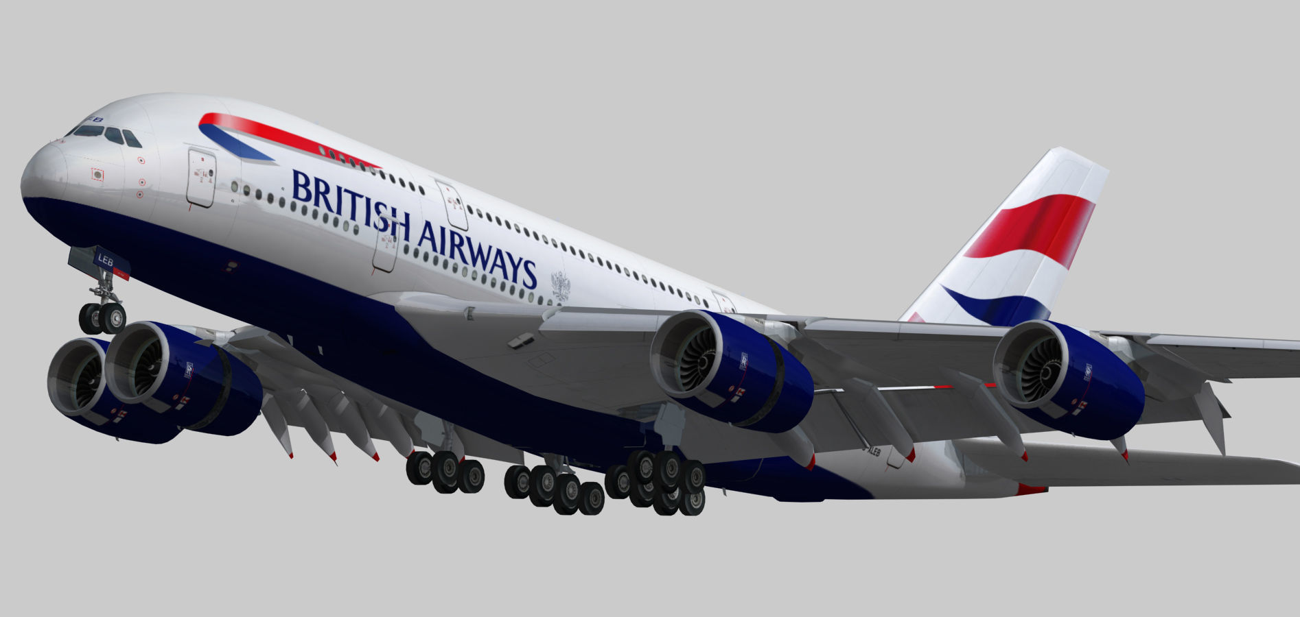 3D model Airbus 380-8 British Airways livery VR / AR / low-poly rigged ...