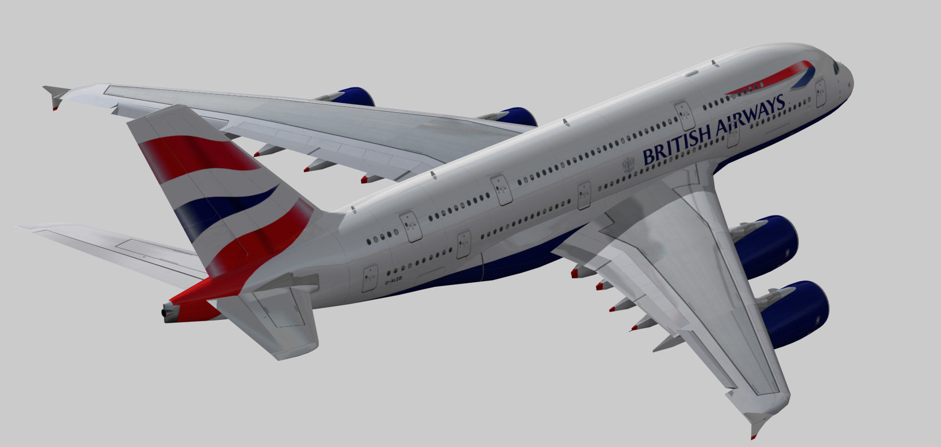 3D model Airbus 380-8 British Airways livery VR / AR / low-poly rigged ...