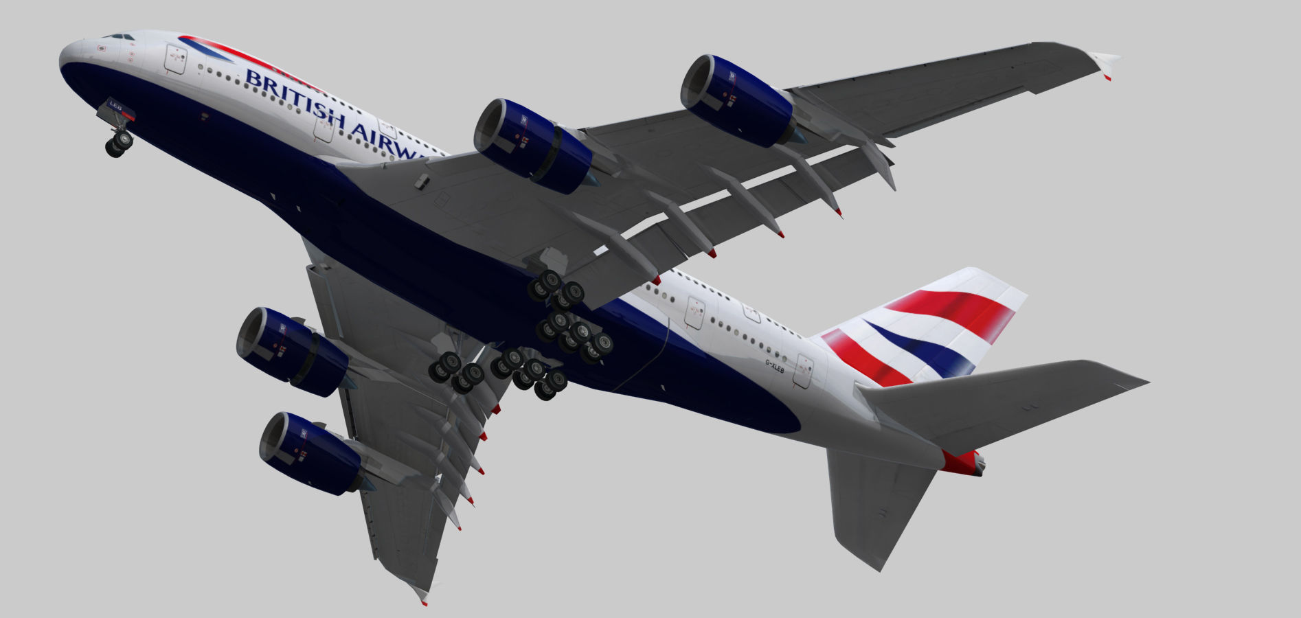 3D model Airbus 380-8 British Airways livery VR / AR / low-poly rigged ...