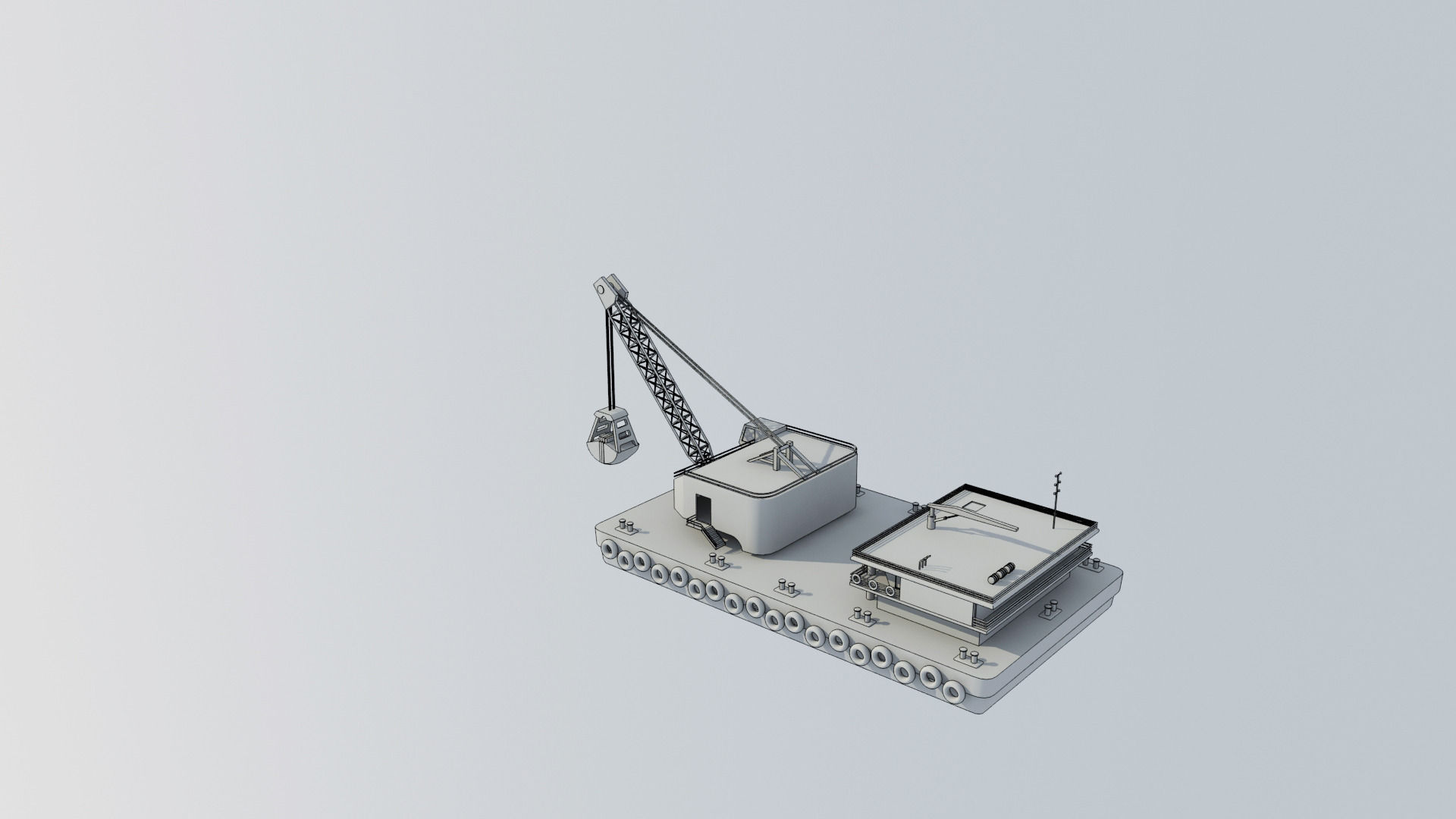 dredger boat with crane 3D model animated | CGTrader