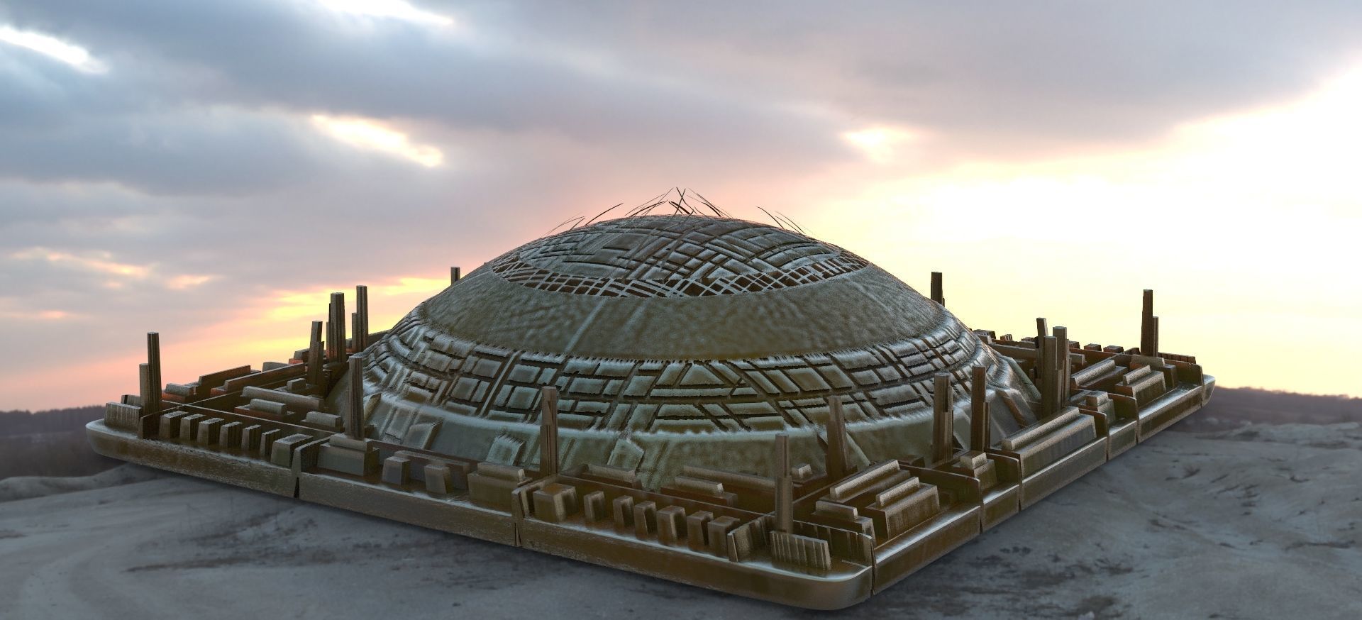 Sci fi Dome city 3D model | CGTrader