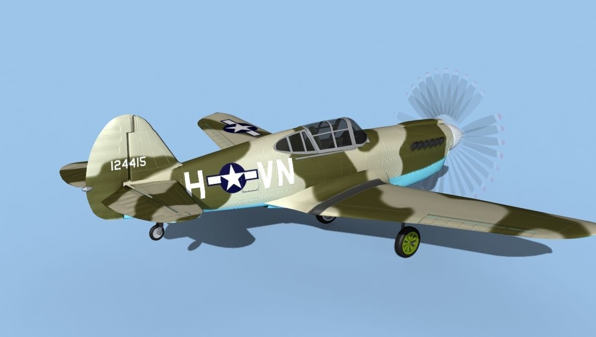 Curtiss P-40F Warhawk V05 USAAF 3D model animated rigged | CGTrader