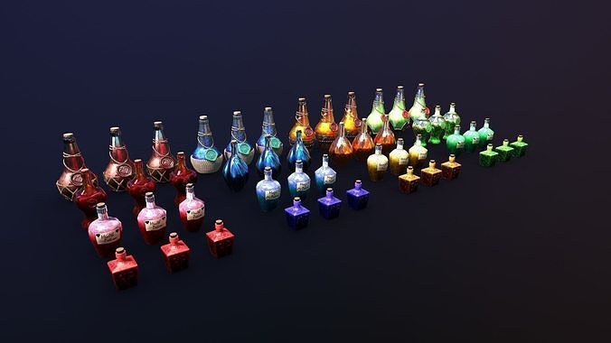 3D model Potions pack game ready VR / AR / low-poly | CGTrader