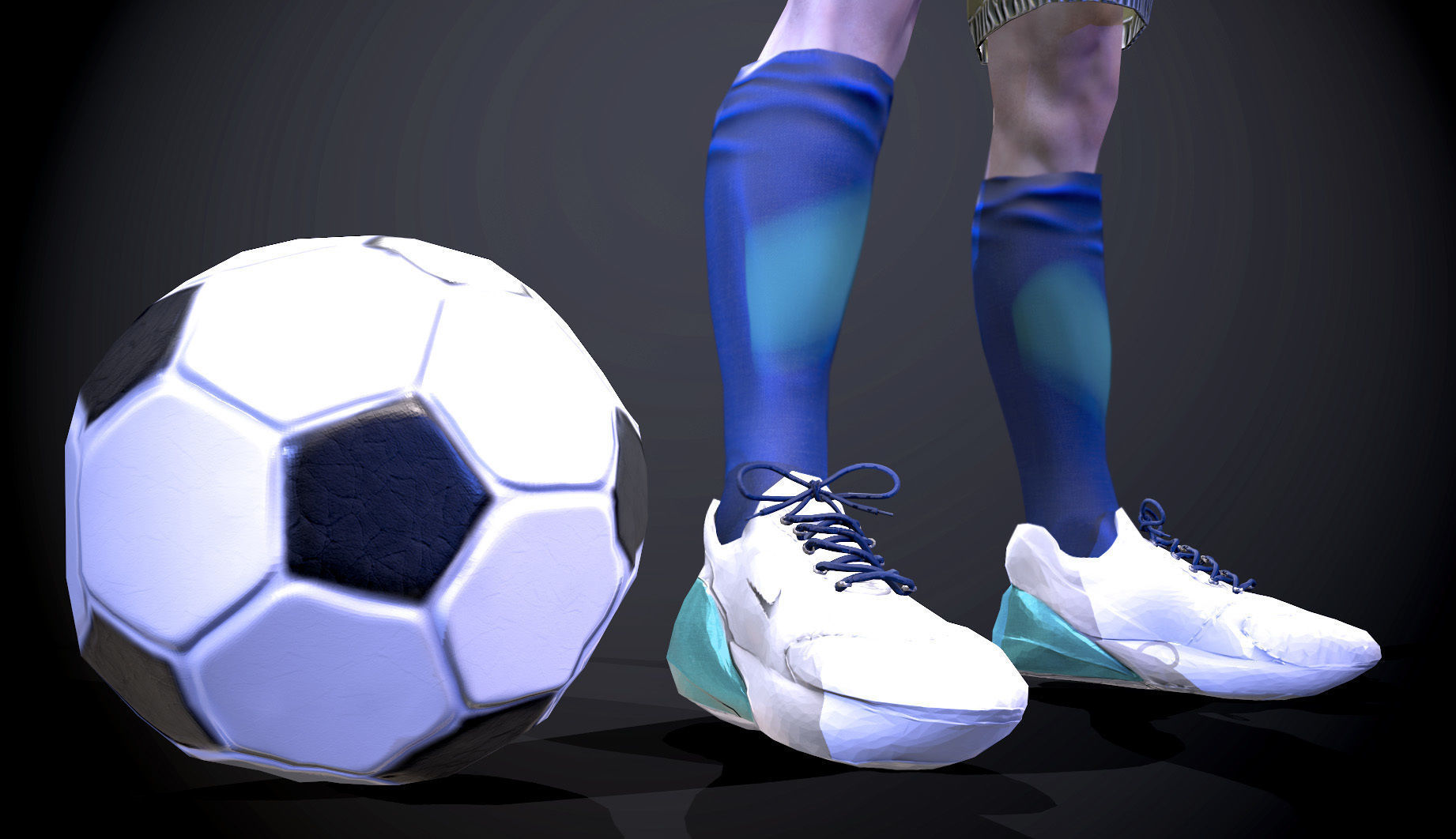 3D model Low-poly model of the character Football Player VR / AR / low ...