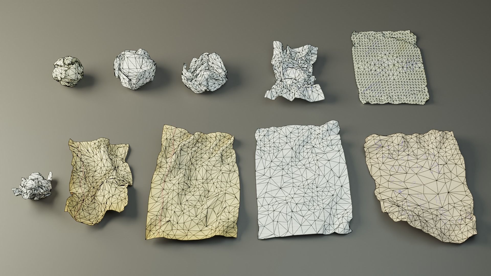 3D model Crumpled Paper Pack VR / AR / low-poly | CGTrader