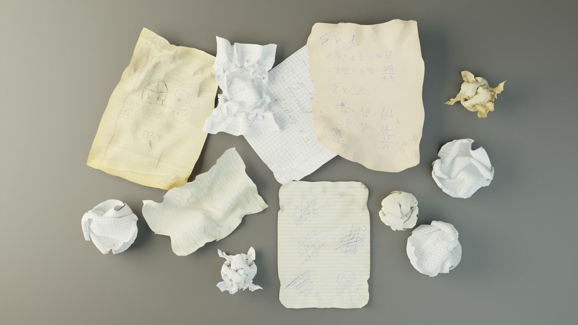 3D model Crumpled Paper Pack VR / AR / low-poly | CGTrader