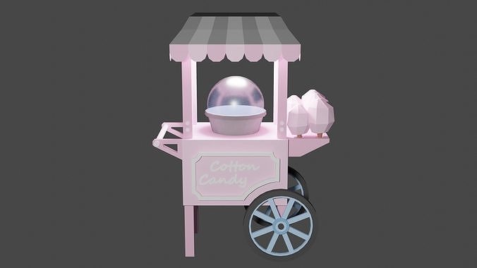 3D model Cotton candy low poly cart VR / AR / low-poly | CGTrader