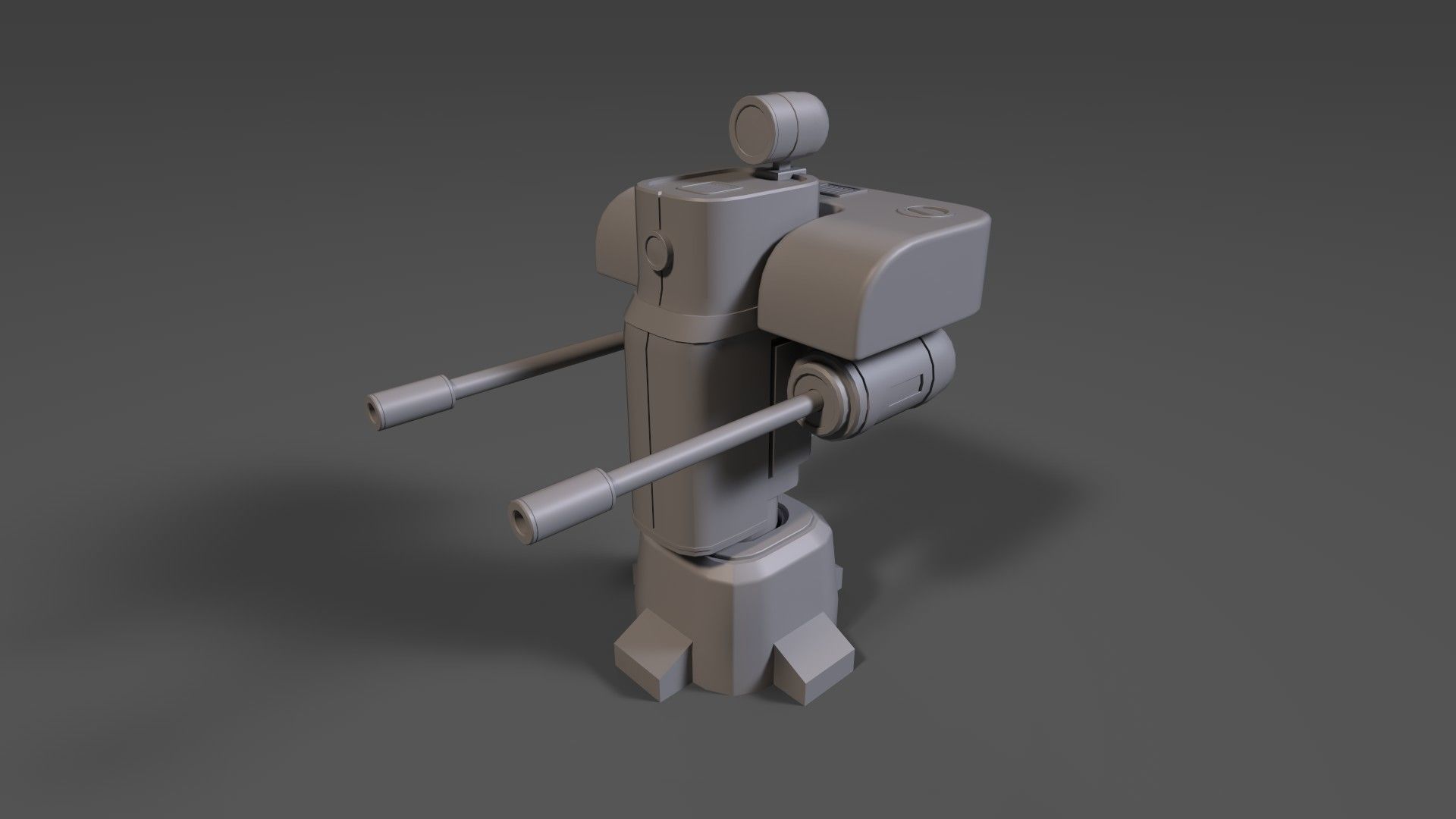 3D model Stylized Gun Turret Equipped With Searchlight VR / AR / low ...