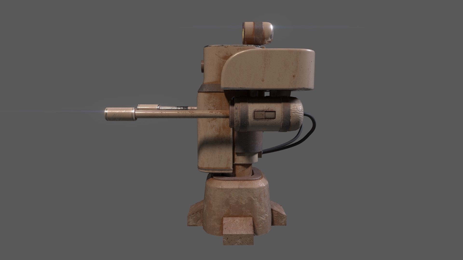 3D model Stylized Gun Turret Equipped With Searchlight VR / AR / low ...
