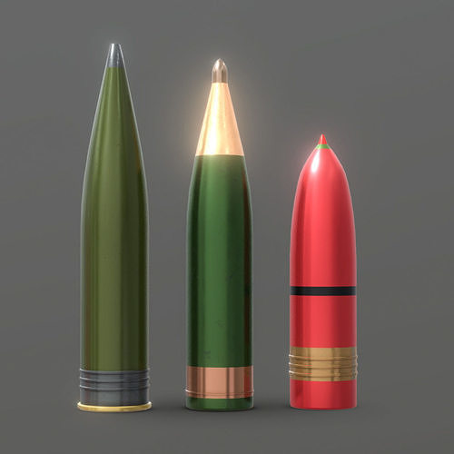 3D model Heavy Artillery Shells 3 in 1 VR / AR / low-poly | CGTrader