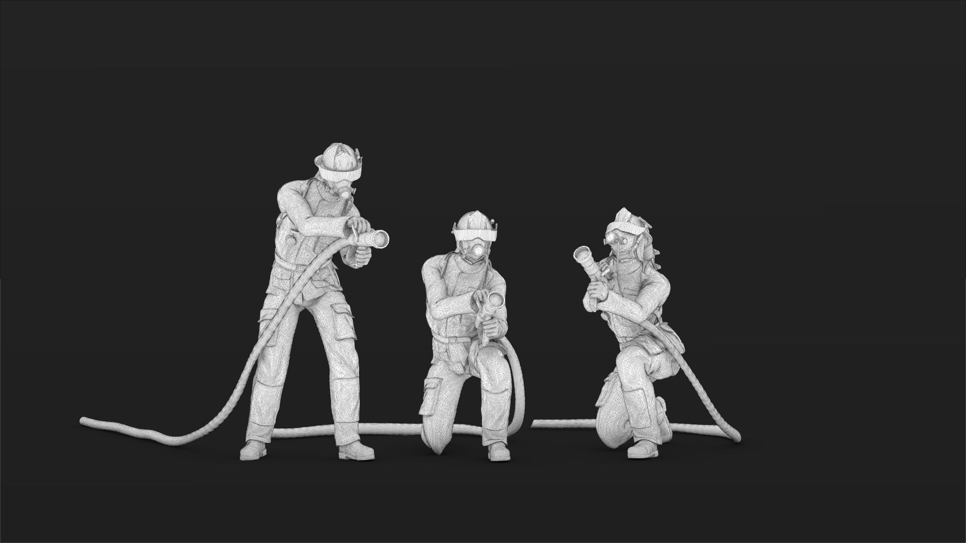 Fireman figures Set 02 3D model 3D printable | CGTrader