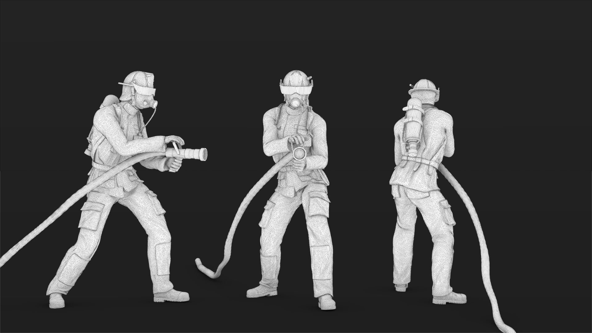 Fireman figures Set 02 3D model 3D printable | CGTrader