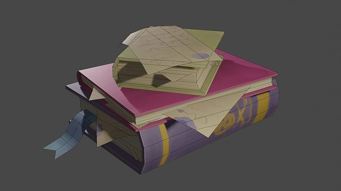 Stylized cartoon books with hand paint texture free VR / AR / low-poly ...