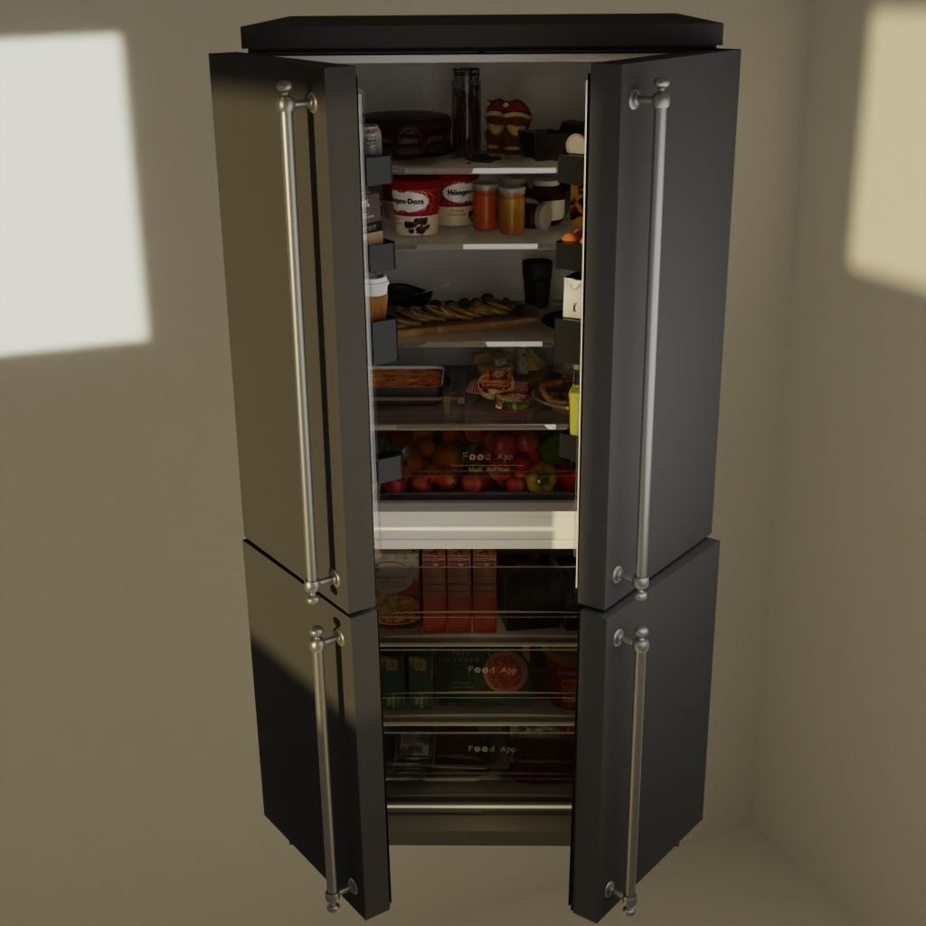 Fridge with products ANIMATED 3D model animated | CGTrader