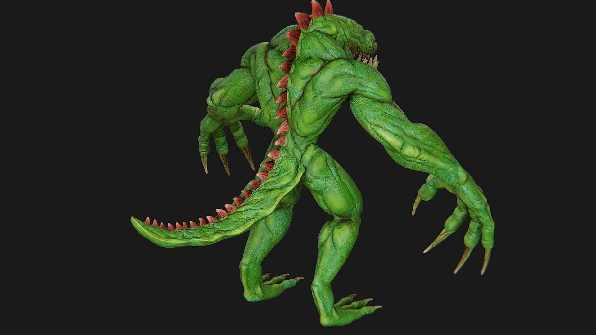 3D model Fantasy crocodile monster creature VR / AR / low-poly rigged ...