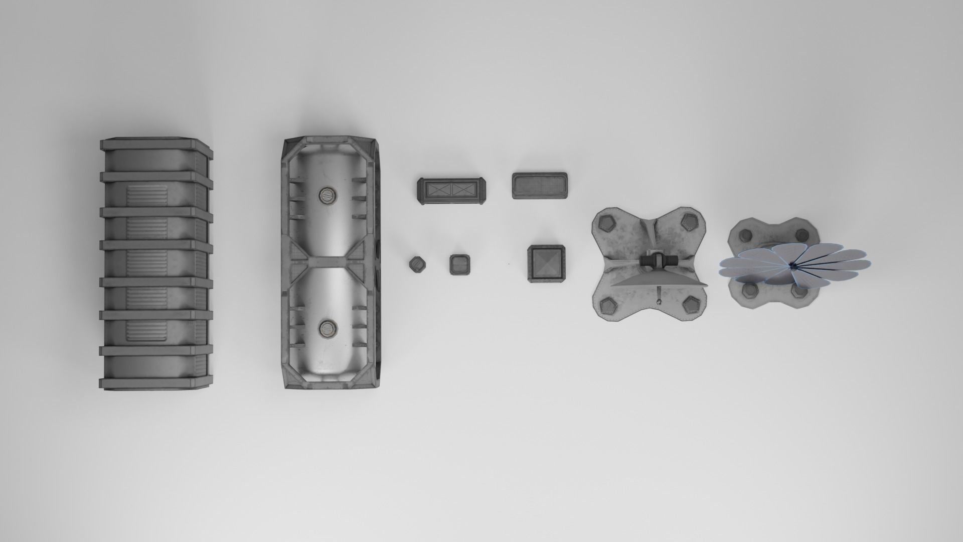 3D model Low poly containers for colony VR / AR / low-poly rigged ...