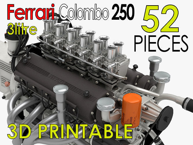 Ferrari Colombo 250 Engine - 3 liter 3D model 3D printable | CGTrader