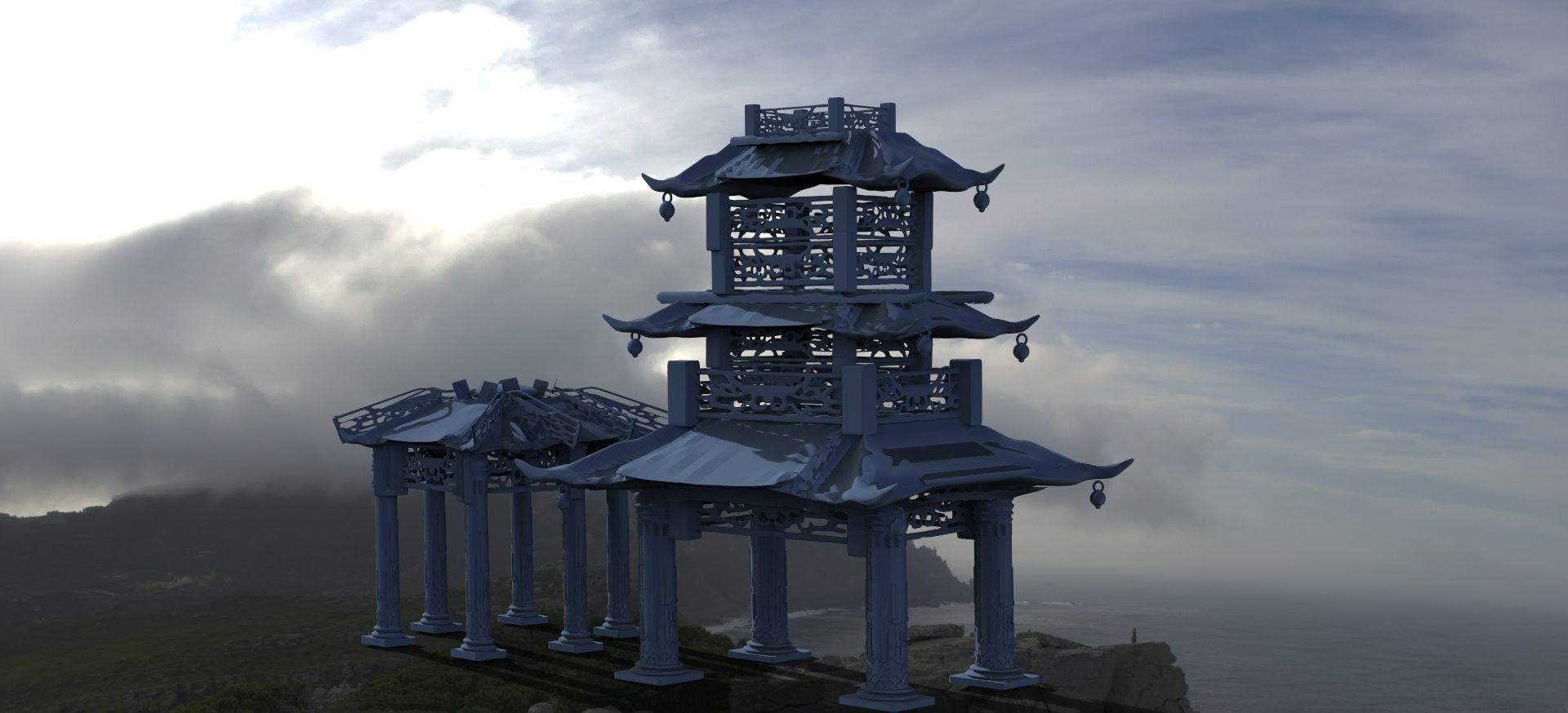 Han dynasty temple 3D model | CGTrader