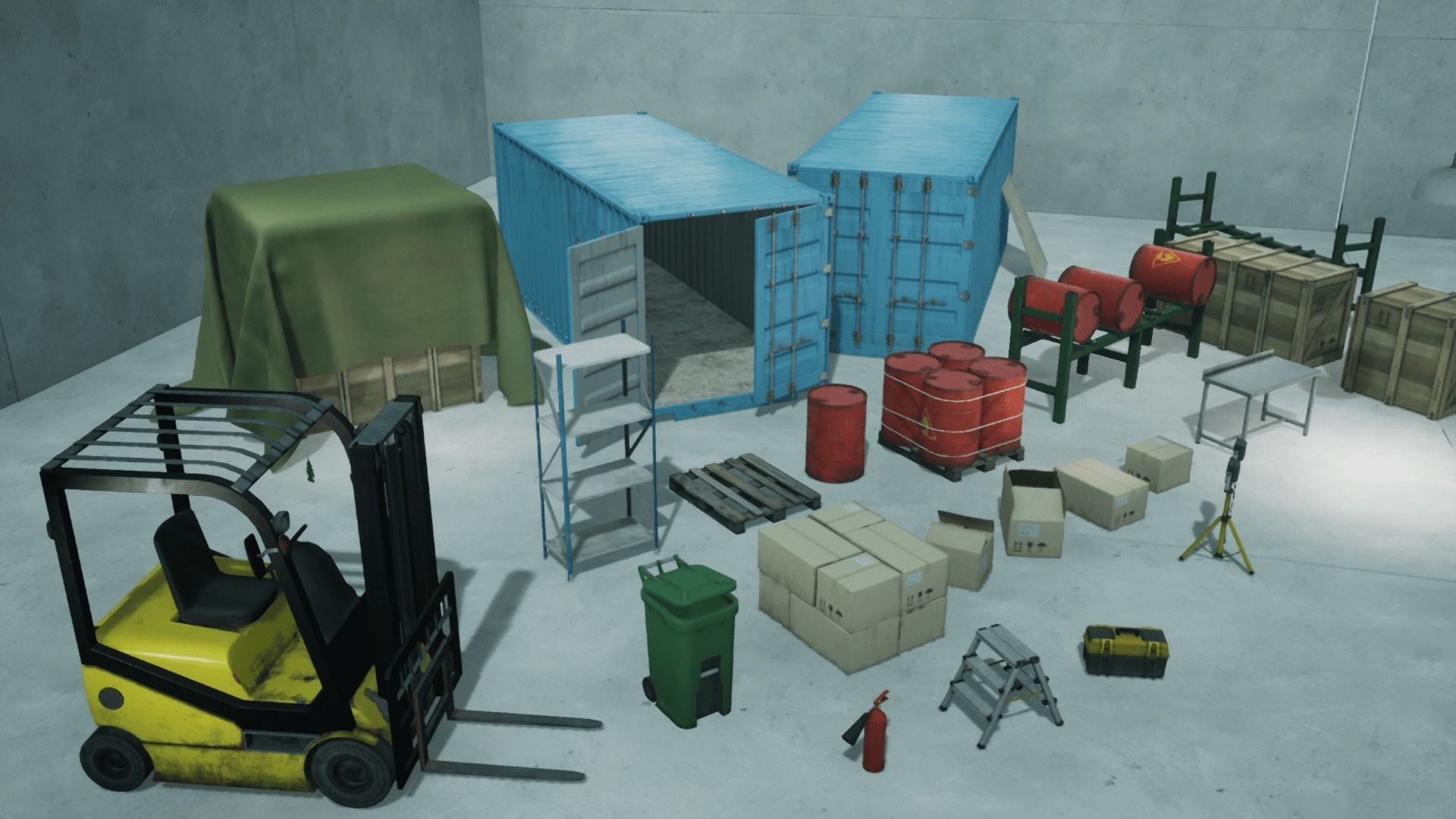 3D model Warehouse Props Pack VR / AR / low-poly | CGTrader
