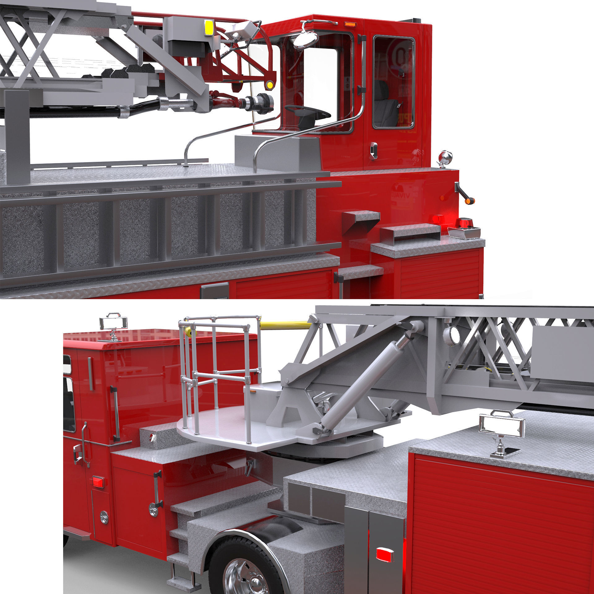 3D model Firetruck Pierce Ascendant 107 Heavy-Duty Tiller Aerial Ladder ...