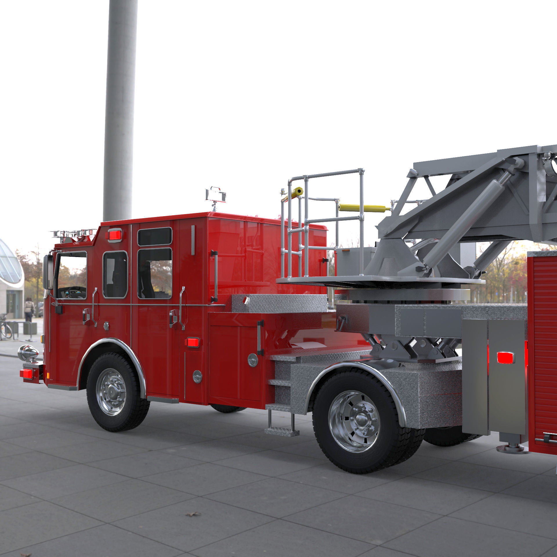 3D model Firetruck Pierce Ascendant 107 Heavy-Duty Tiller Aerial Ladder ...