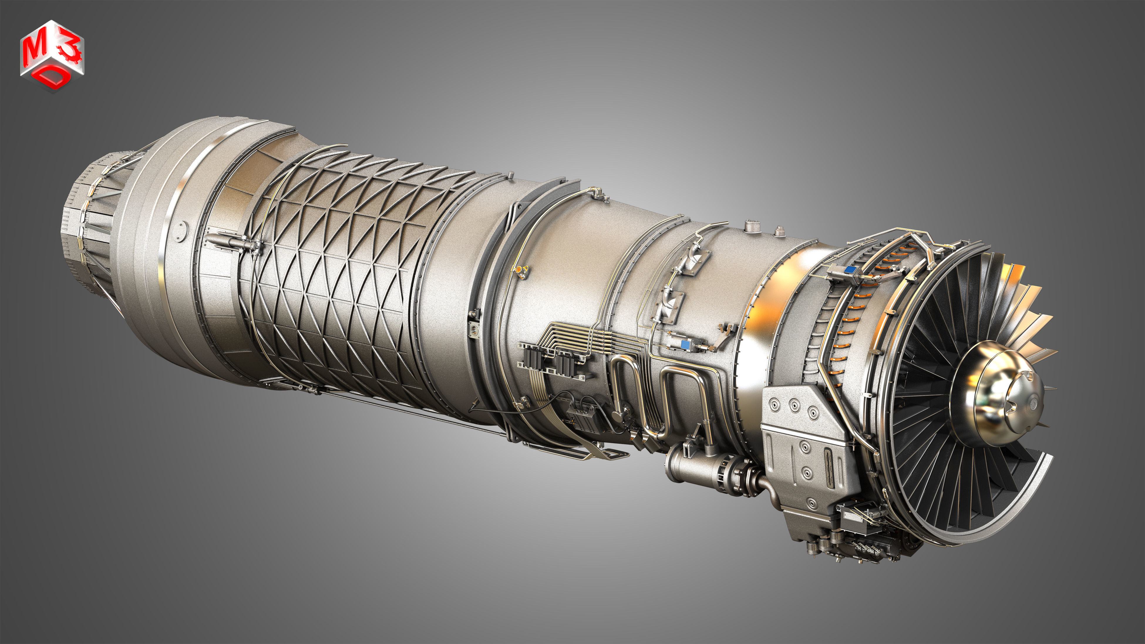 F100 - PW - 220 Turbofan Engine - Cutaway 3D model | CGTrader