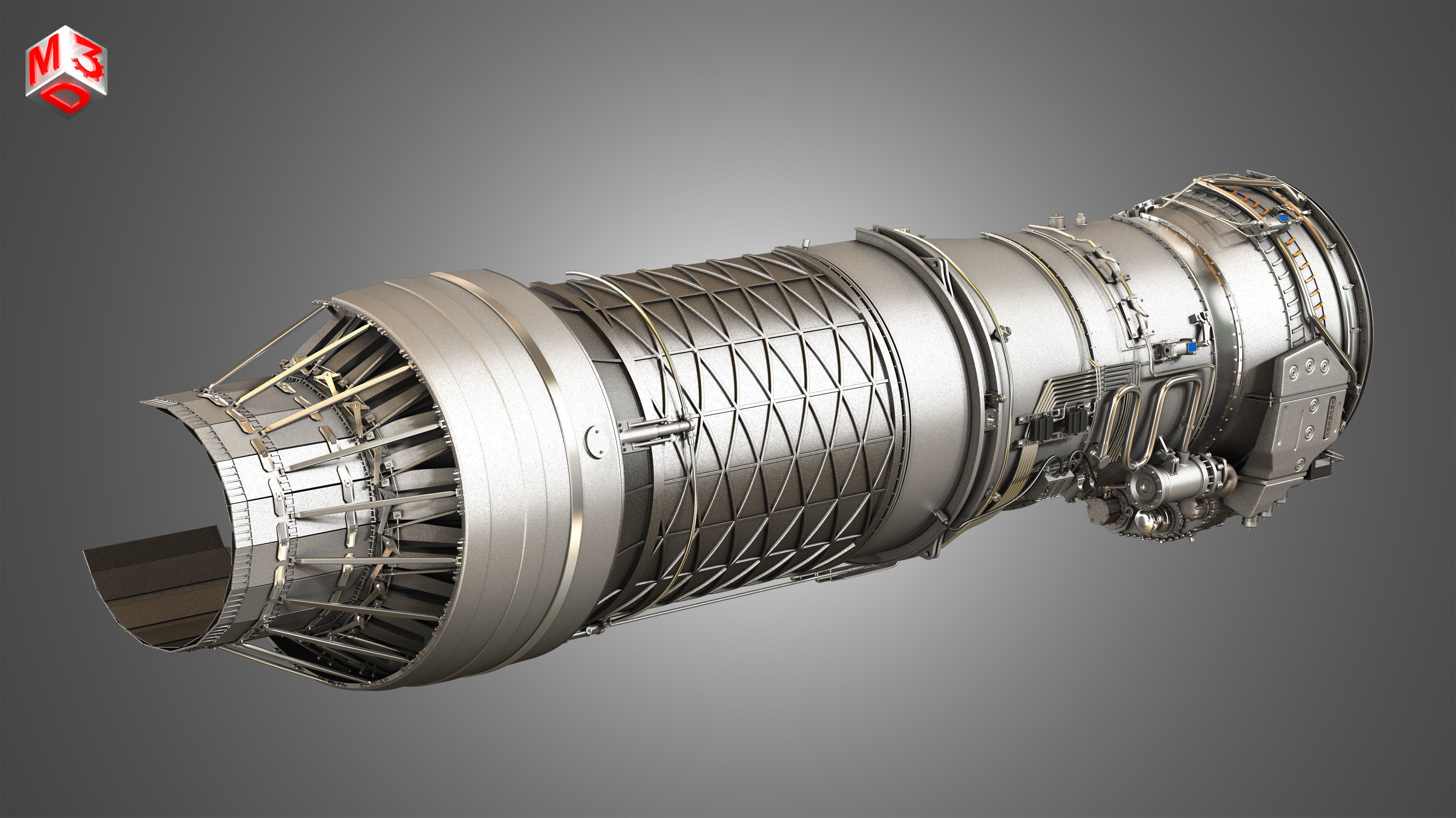 F100 - PW - 220 Turbofan Engine - Cutaway 3D model | CGTrader