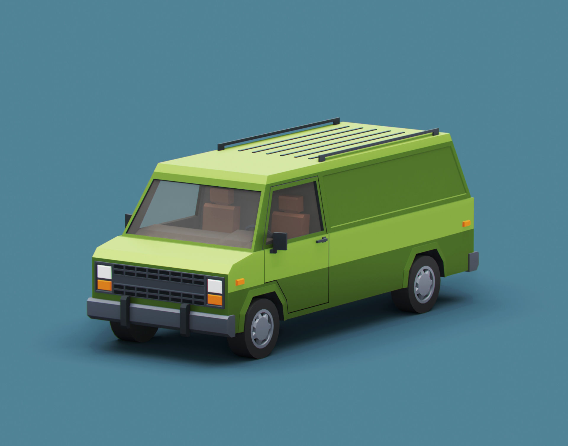 3D model Stylized Cartoon Cargo Van 80s VR / AR / low-poly | CGTrader