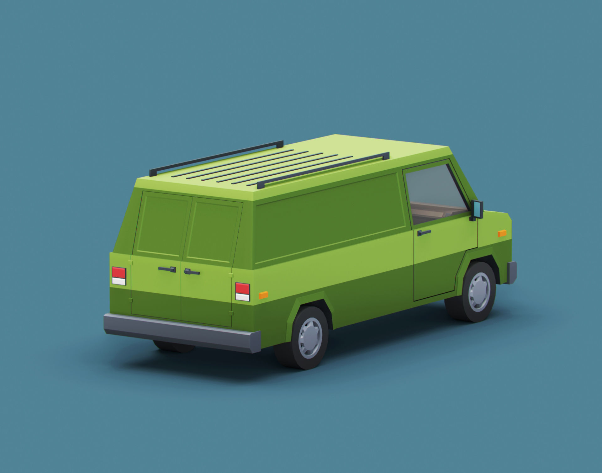 3D model Stylized Cartoon Cargo Van 80s VR / AR / low-poly | CGTrader