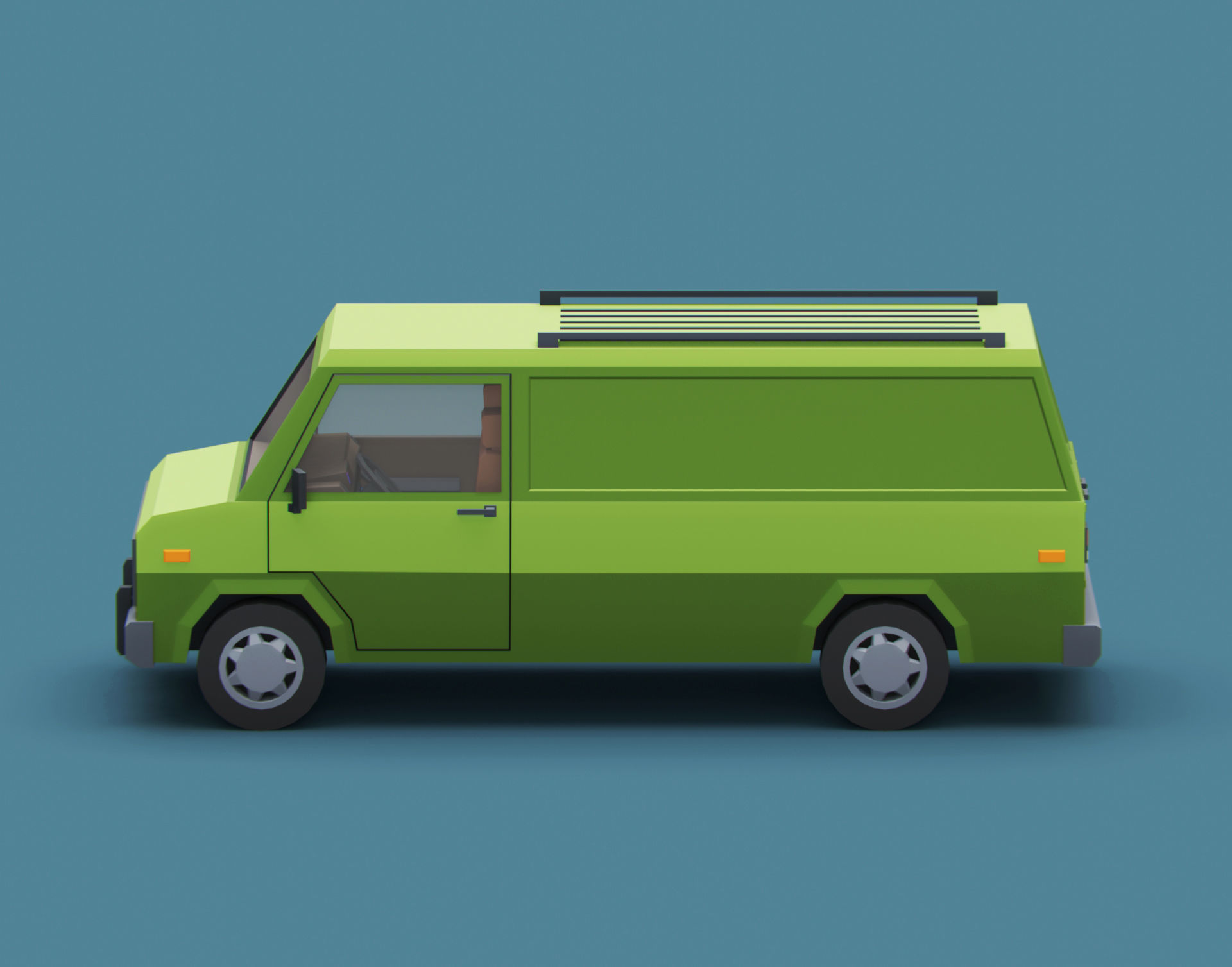 3D model Stylized Cartoon Cargo Van 80s VR / AR / low-poly | CGTrader