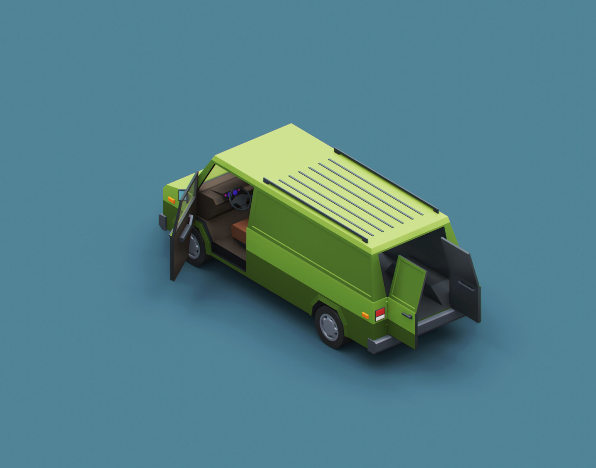 3D model Stylized Cartoon Cargo Van 80s VR / AR / low-poly | CGTrader