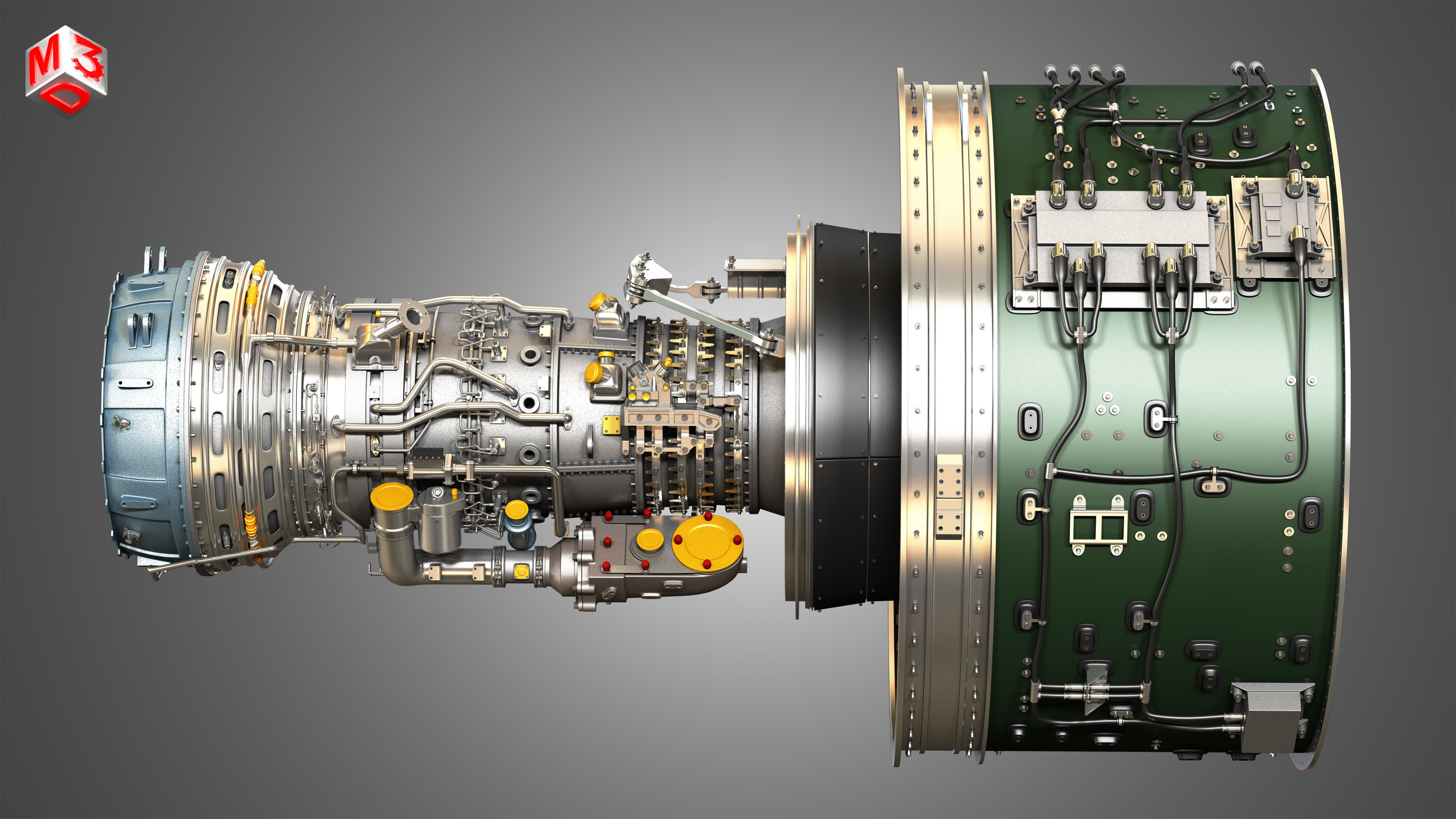 PW GTF Geared - PW F100 - 220 -Turbofan Engines - Cutaway 2 in 1 3D Model Collection | CGTrader