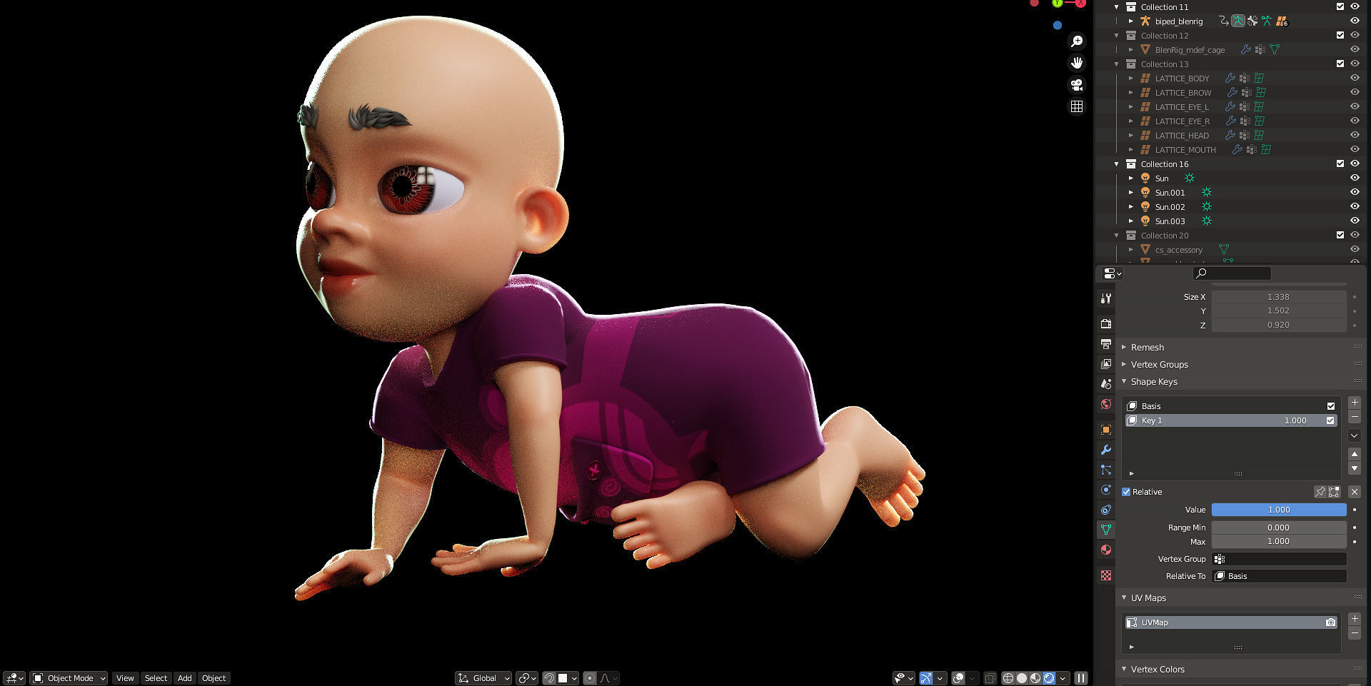 Rigged - Stylized Baby - Olive - Blender 3D 3D model rigged | CGTrader