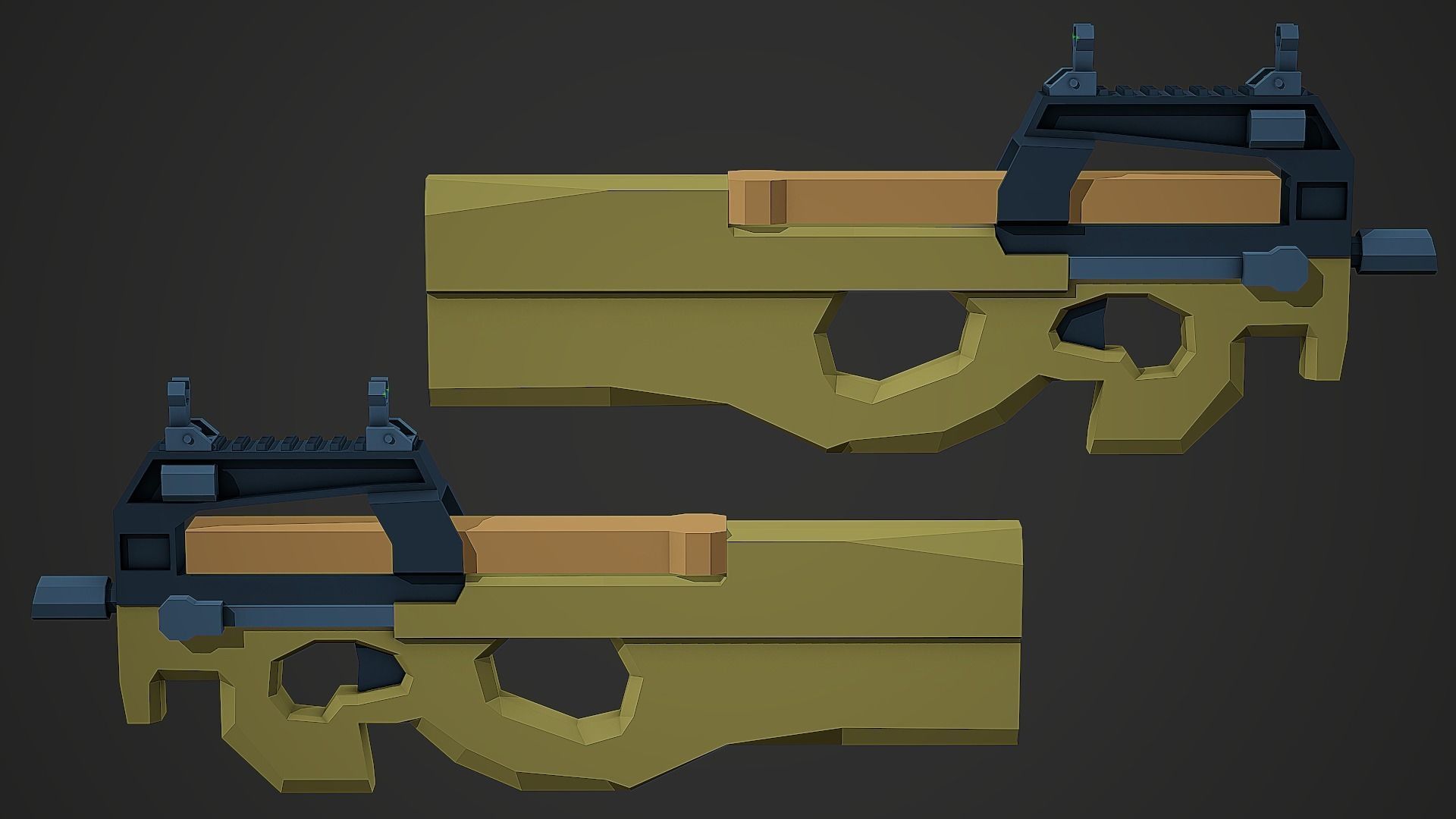 3D model Stylized FN P90 SMG Low Poly Mobile Ready VR / AR / low-poly ...