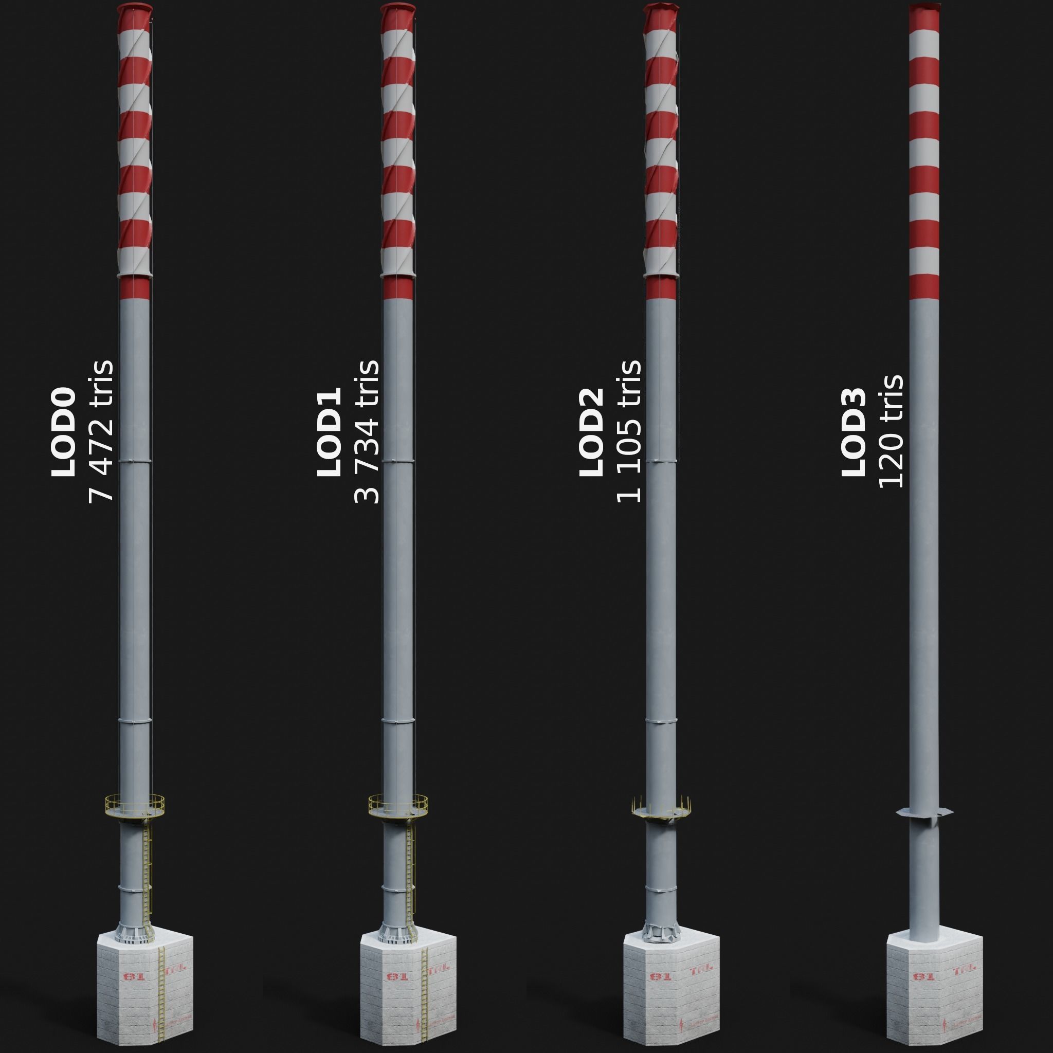 3D model Modern factory chimney VR / AR / low-poly | CGTrader